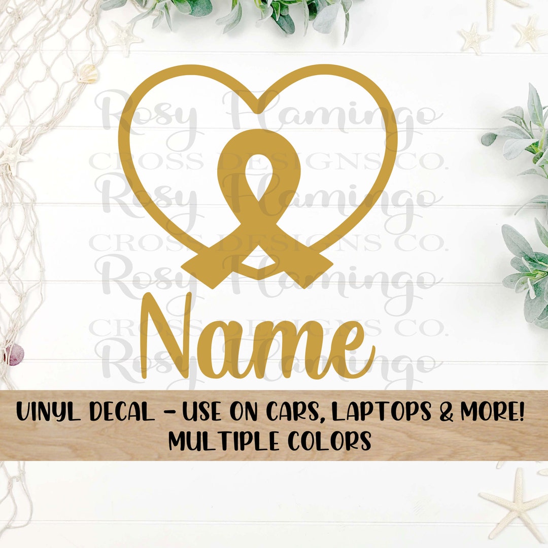 Childhood Cancer Decal, Childhood Cancer Awareness Gold Ribbon, Gold ...