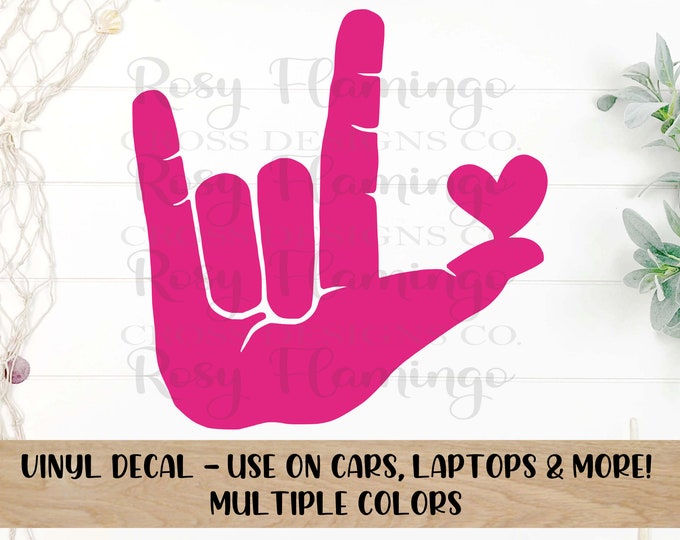 ASL Love Vinyl Decal, American Sign Language Love Sticker for Car, Sign ...
