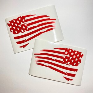 Distressed American Flag Decal Set, Tattered USA Flag Stickers, Car ...