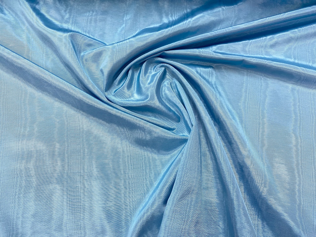 Imported Lustrous Maya Blue Moire on Fine Cotton Blend (2 Yard Minimum ...