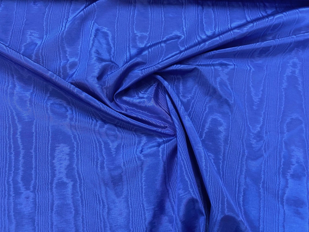 Imported Lustrous Egyptian Blue Moire on Fine Cotton Blend (2 Yard ...