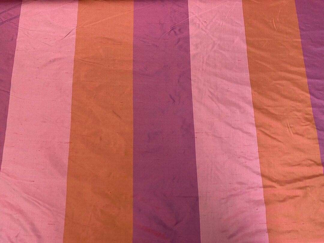 Magenta Tri-color Wide Stripes on Fine 100% Silk Dupioni - Etsy