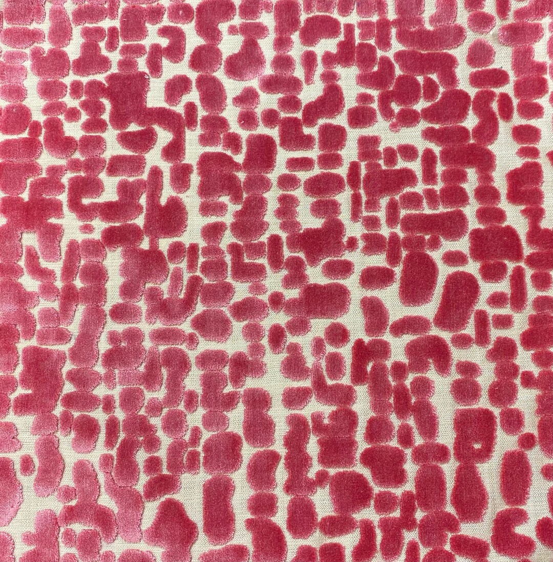 Lustrous Cerise Pink Abstract Blocks Fine Cut Velvet, Made in Belgium ...