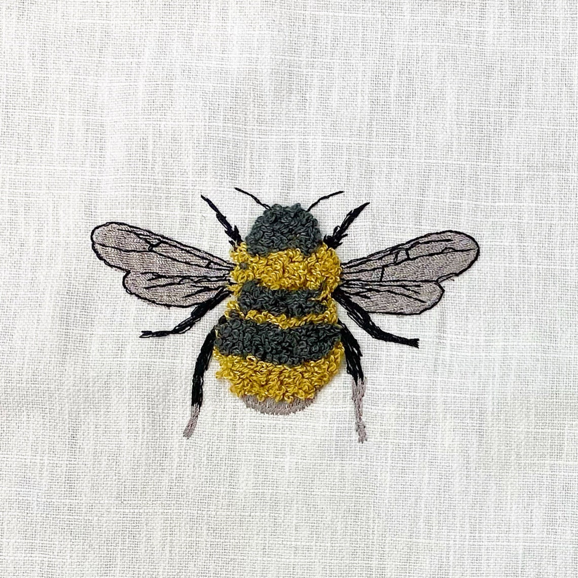 Bumblebee Boucle Embroidery on Fine Off-white Cotton Blend | Etsy