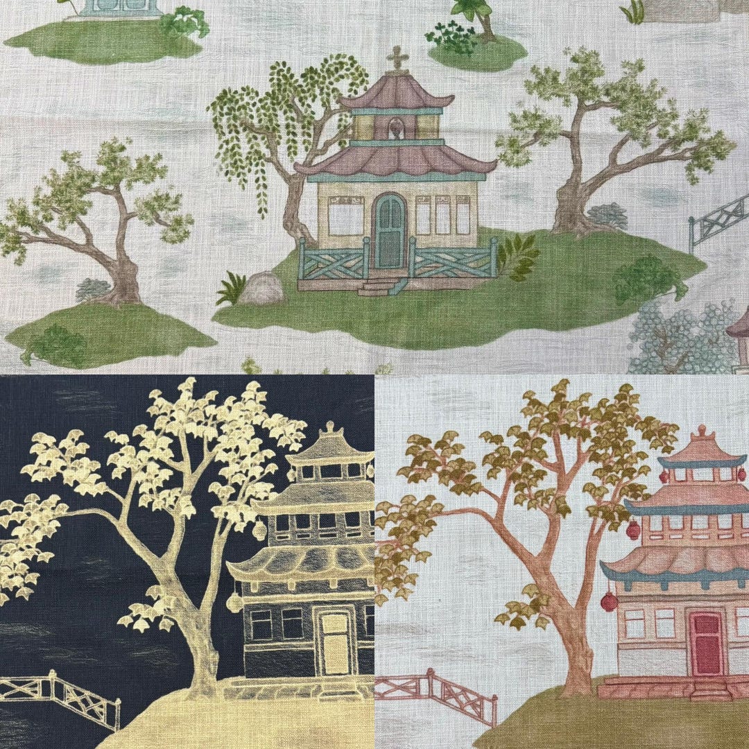 East Asian Large Scale Harbor Chinoiserie Toile on Fine 100% Cotton - Etsy