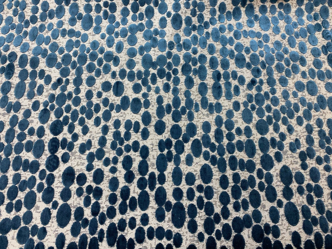 Regal Blue Elliptical Lustrous Fine Cut Velvet Jacquard (2 Yard Minimum ...