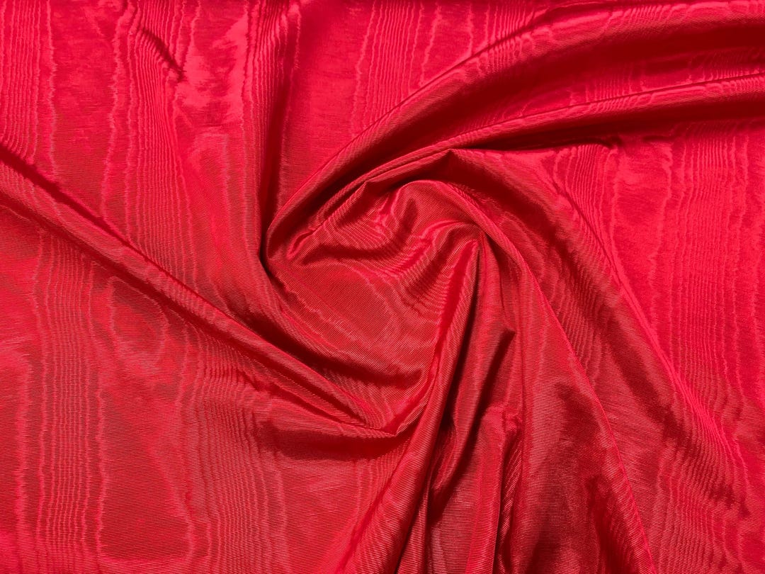 Last Piece-imported Lustrous Scarlet Red Moire on Fine Cotton Blend (1 ...
