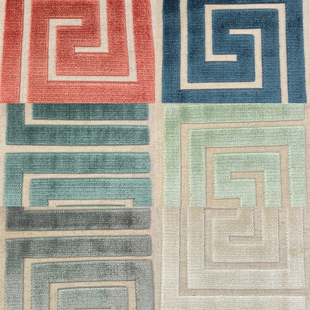 Lustrous Greek Key Fine Linen Blend Cut Velvet Wide Tape Trim (2 Yard ...