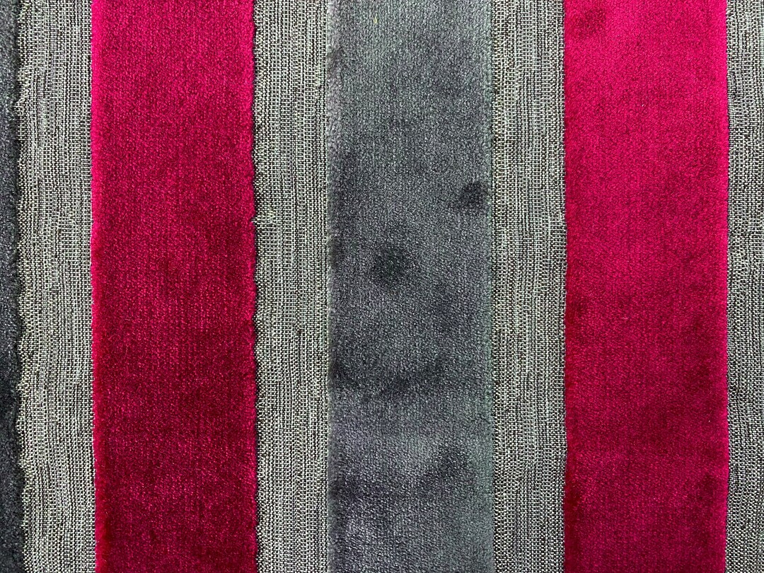 Hot Pink and Charcoal Lustrous Fine Durable Cut Velvet Stripes - Etsy