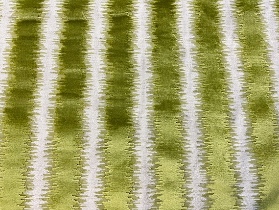 Lustrous Chartreuse Electric Cut Velvet Stripes on Fine Linen | Etsy
