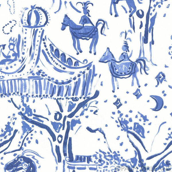 Blue Toile Fabric - Etsy