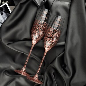 Wedding Toasting Glasses for Bride and Groom, Champagne Flutes Rose ...