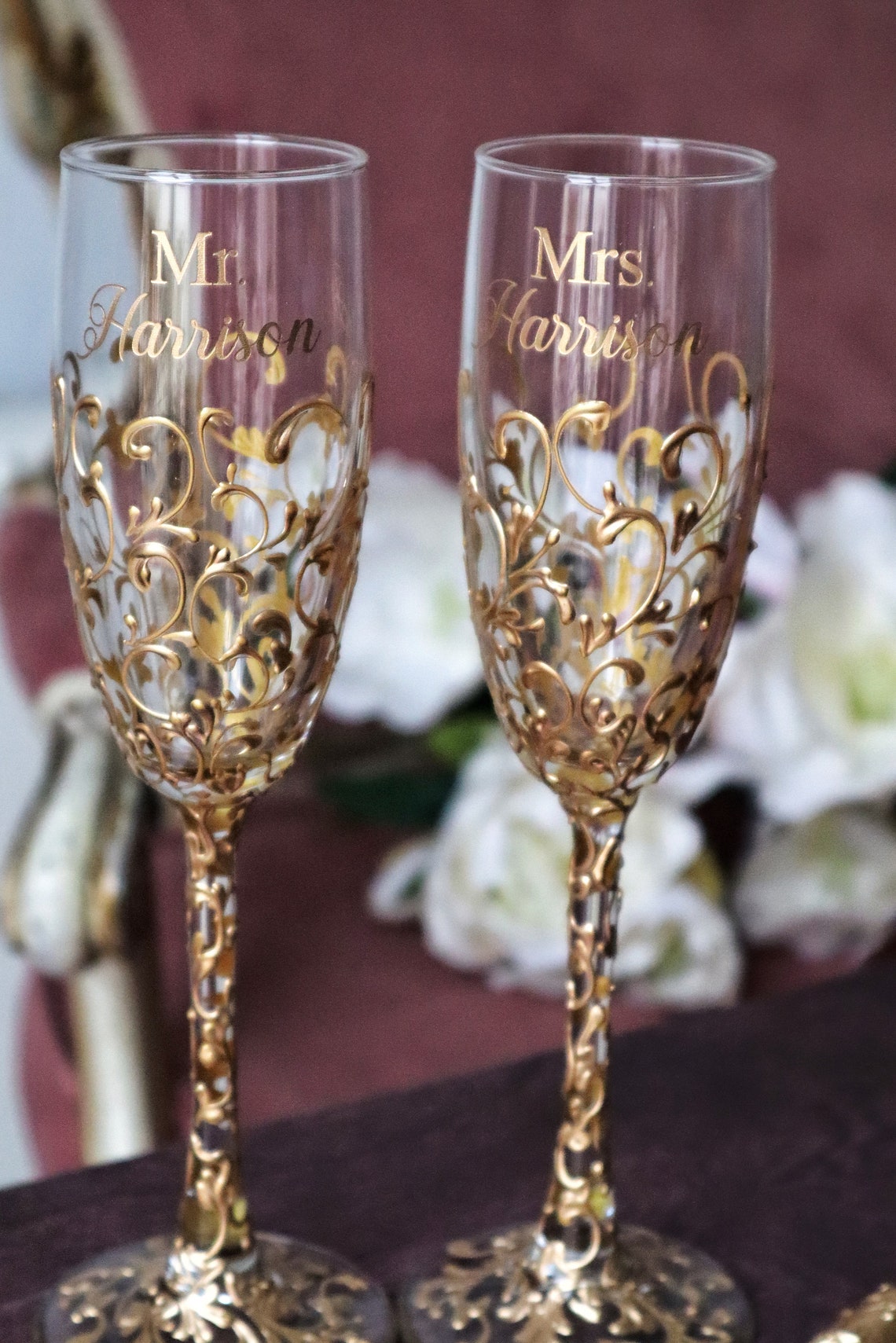 Personalized Wedding Glasses and Cake Server Set Cake Cutter | Etsy