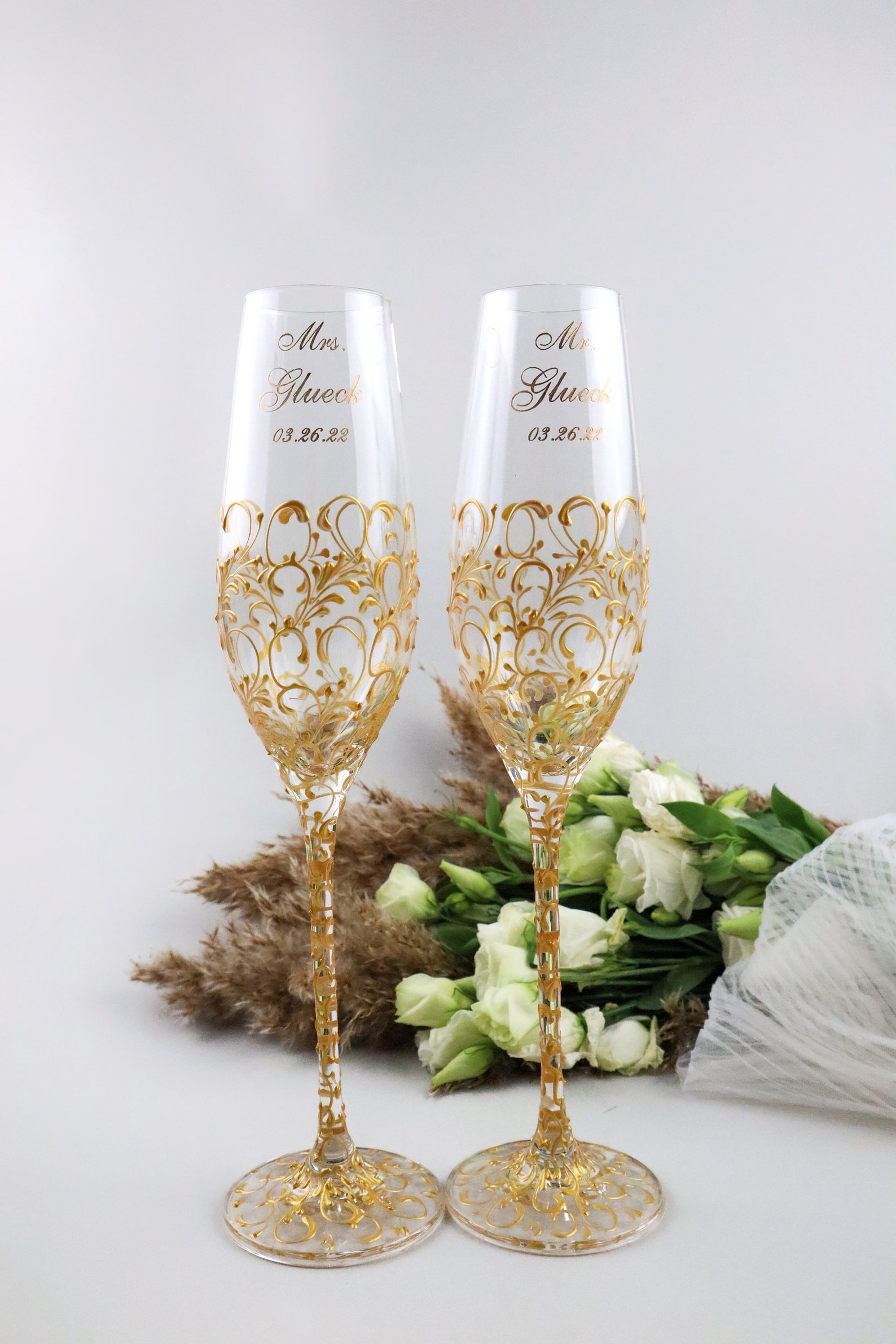 Wedding Champagne Glasses for Bride and Groom Champagne - Etsy