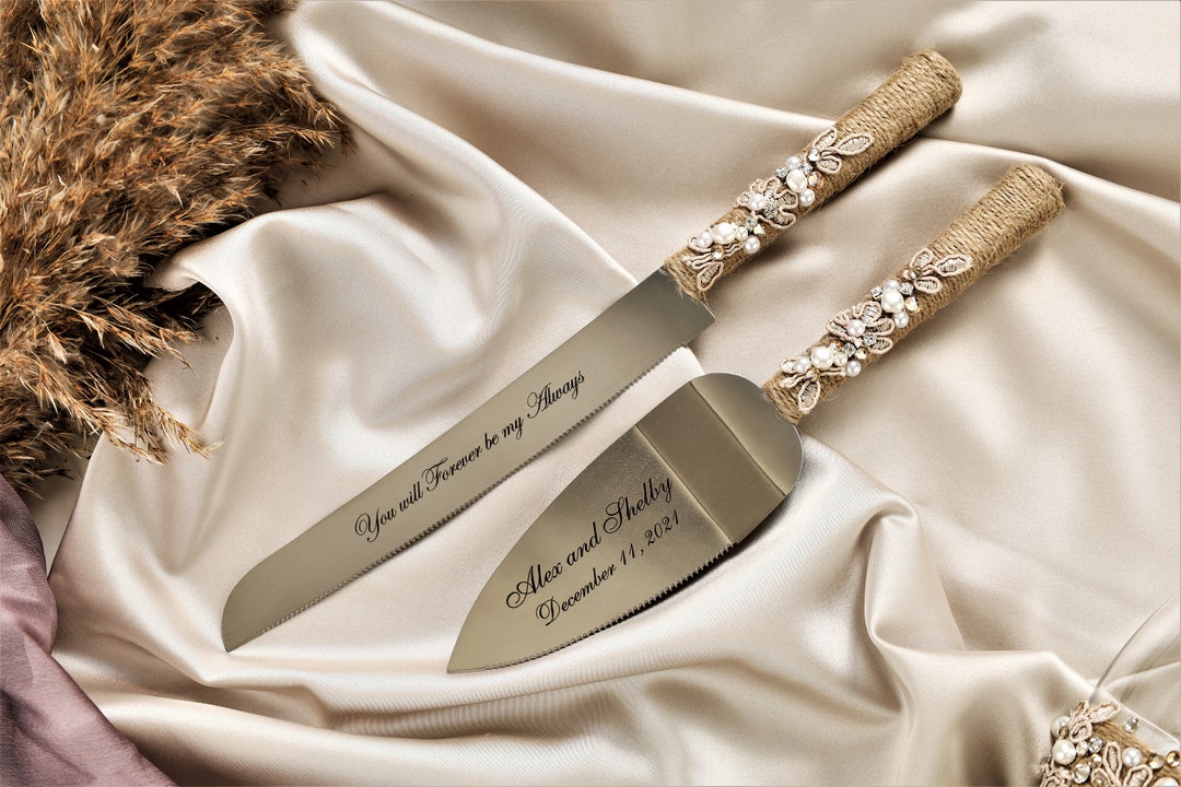 Rustic Wedding Cake Server Set Wedding Cake Knife Cake Cutting - Etsy