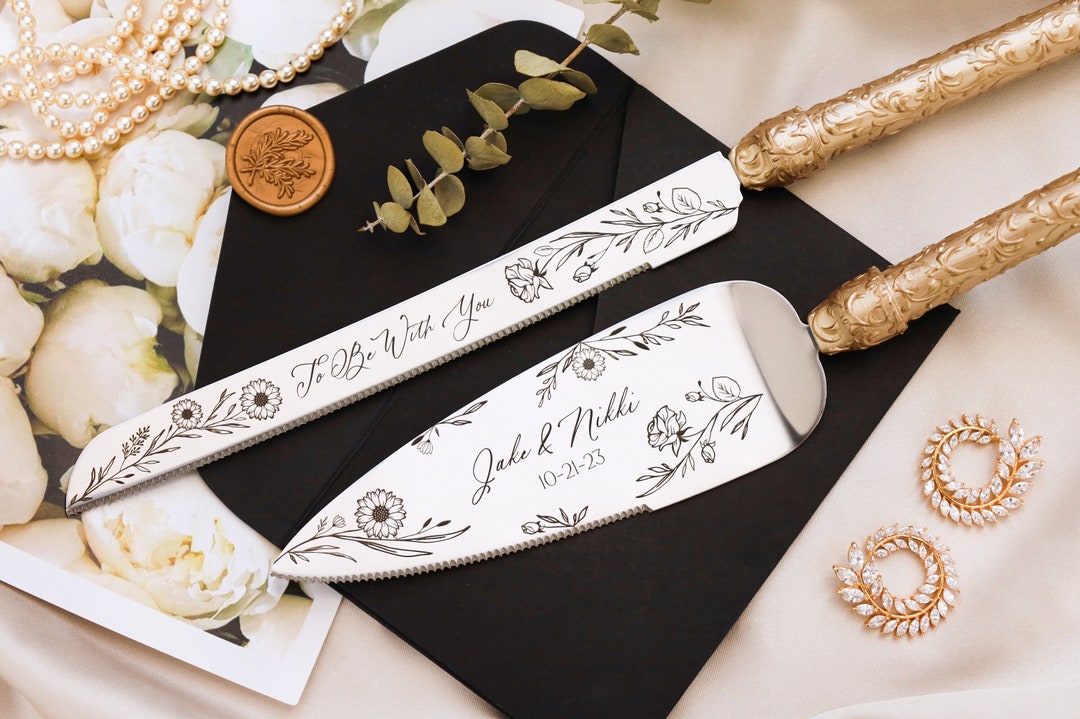 Sunflower Cake Cutting Set Wedding Bridal Shower Gift for Bride 50th ...