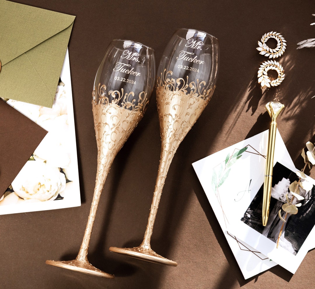 Wedding Toasting Glasses for Bride and Groom 25th Anniversary Gifts for ...