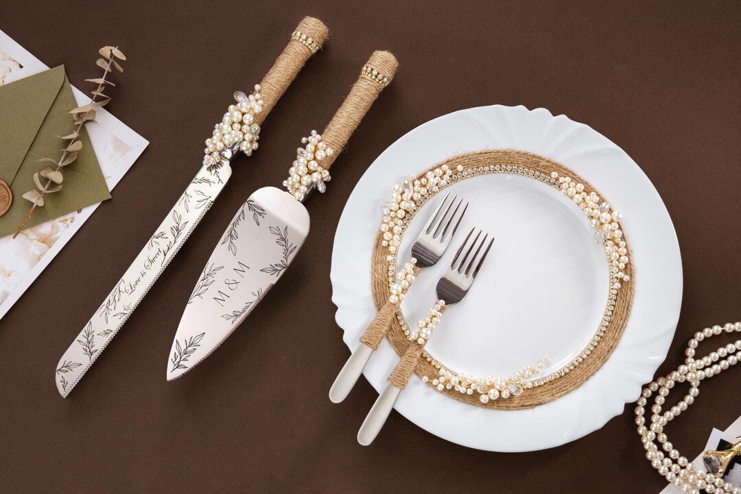 Rustic Wedding Cake Server Set Wedding Shower Gifts for Bride Champagne ...