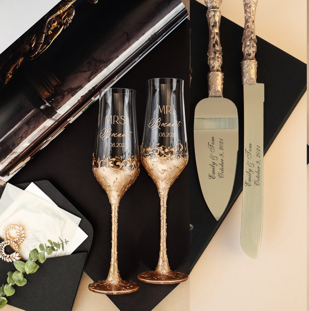 Personalized Wedding Cake Knife and Server for Bride and - Etsy