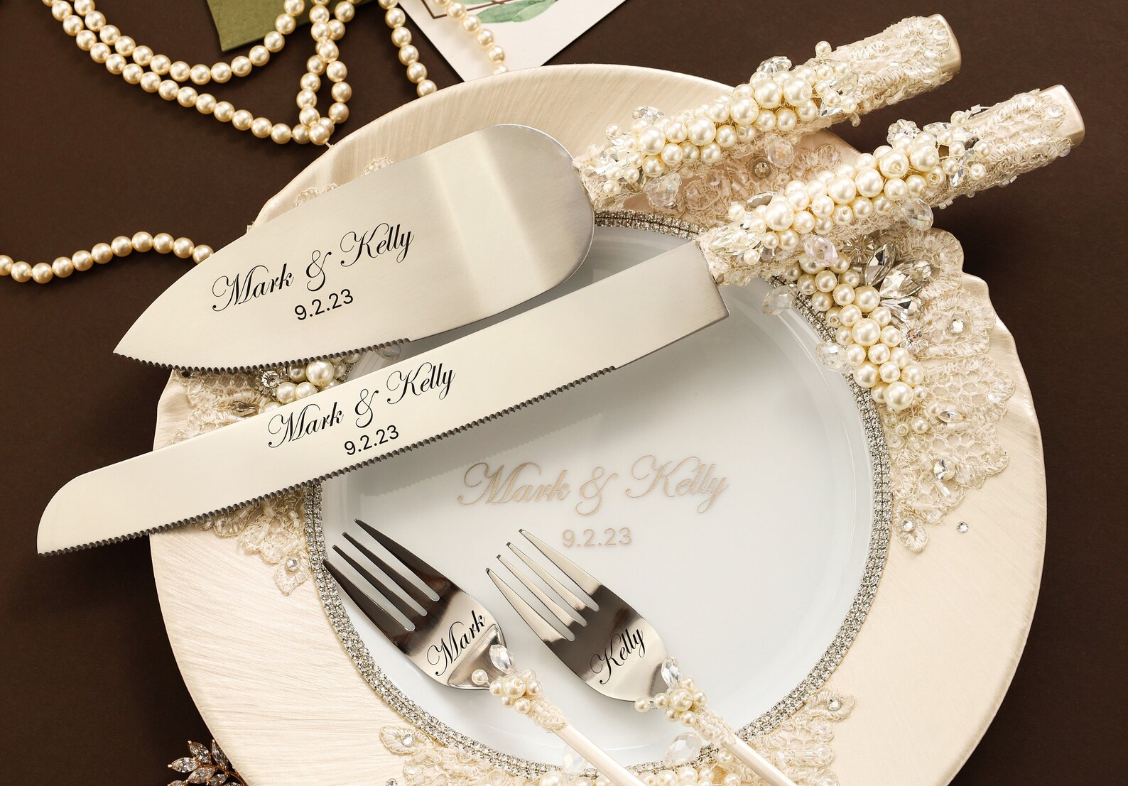 Wedding Gift Cake Server Set Pearls Boho Decorations Wedding Server ...