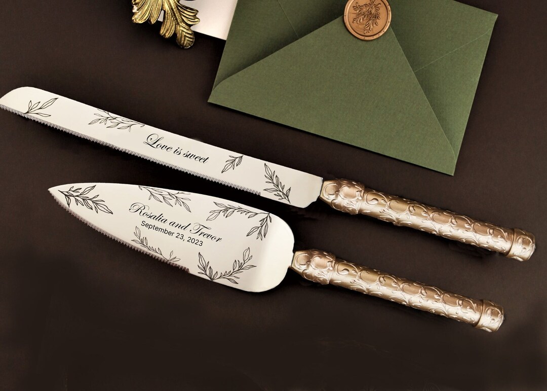 Personalized Wedding Cake Knife and Server for Bride and Groom, Wedding ...