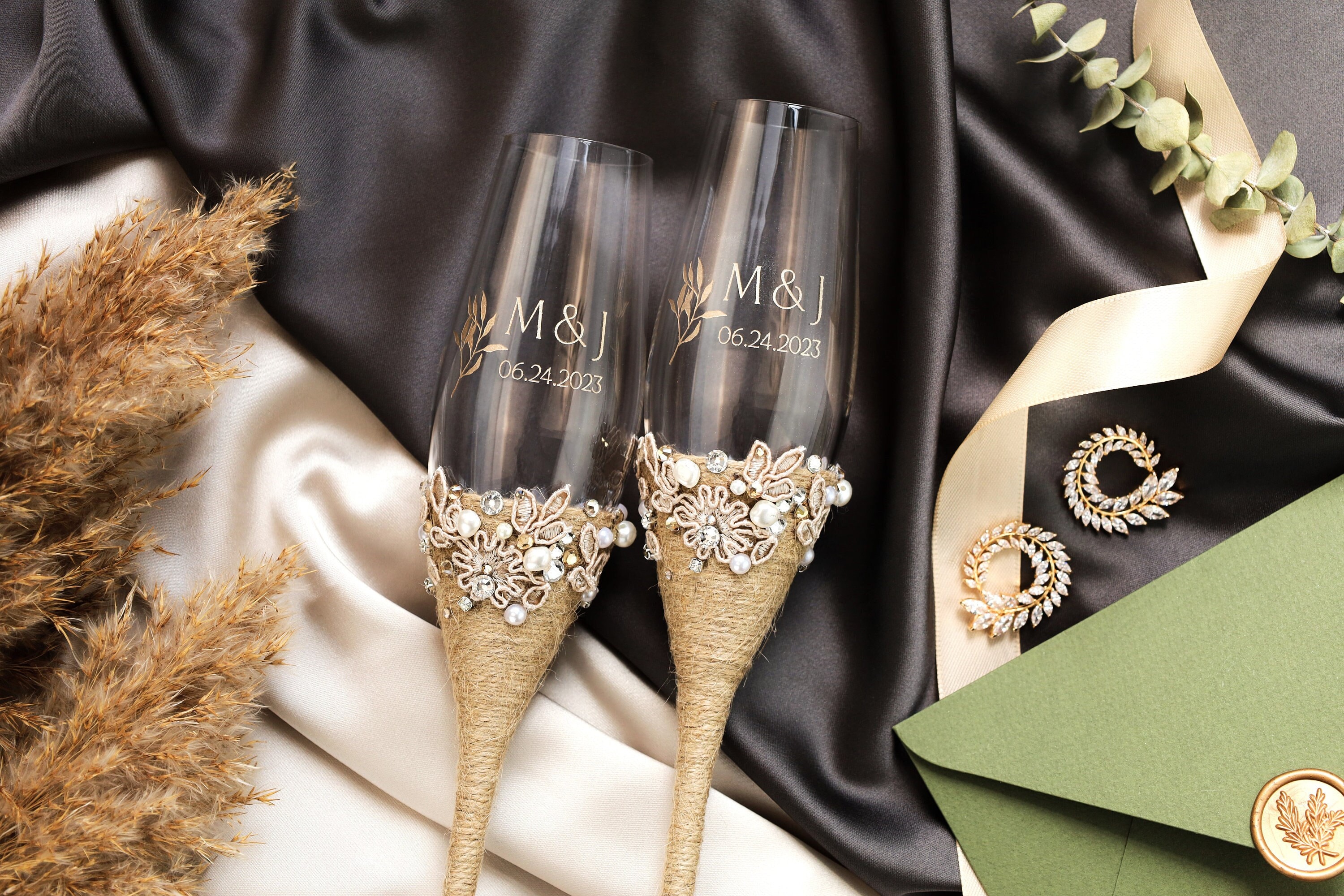Personalized Wedding Flutes Wedding Champagne Glasses Toasting - Etsy