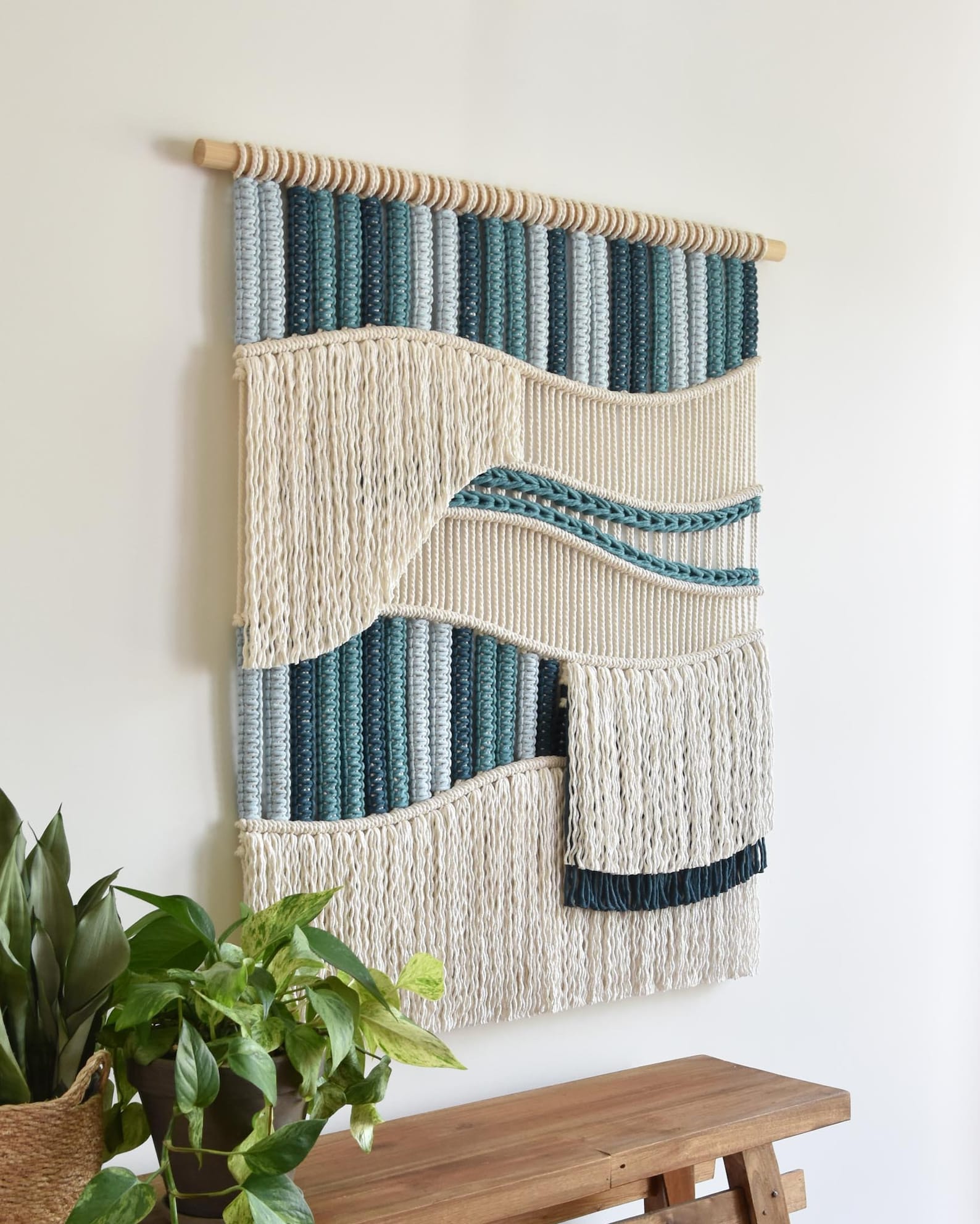 Macrame Wall Hanging, Custom Colors and Size for Your Interior! Blue ...
