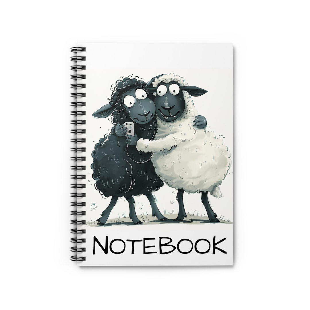 Black and White Sheep Hugging, Spiral Notebook - Ruled Line - Etsy