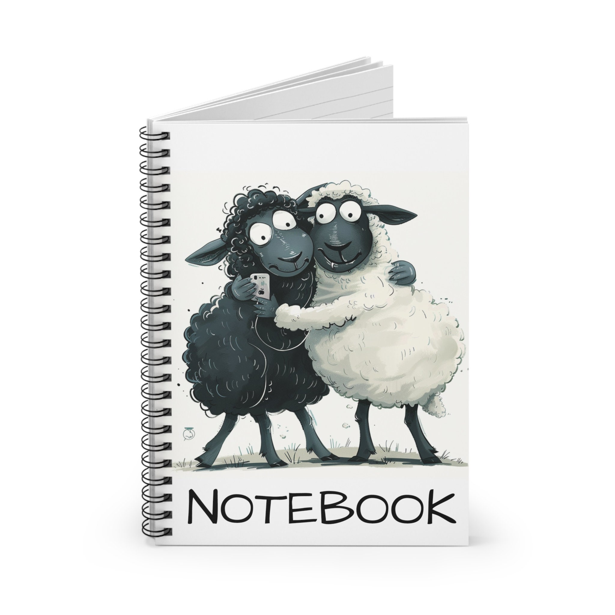 Black and White Sheep Hugging, Spiral Notebook - Ruled Line - Etsy