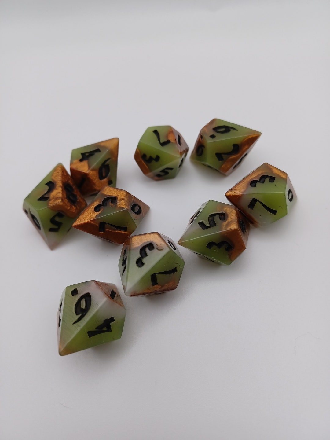 Ten D10 Set Lime and Copper - Etsy