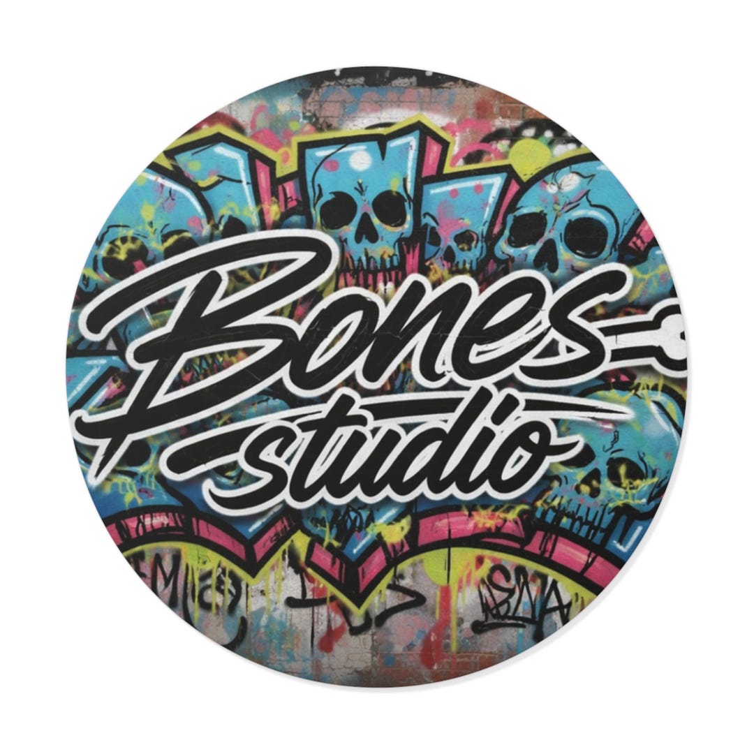 Bones Studio Graffiti Skull Sticker | Round Vinyl Sticker - Etsy