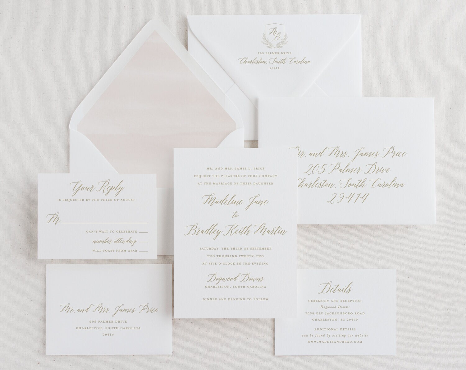 Madeline Suite - Modern Calligraphy Style Wedding Invitation Set ...