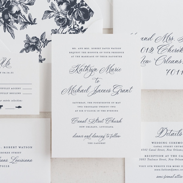 Calligraphy Style Wedding Invitation - Etsy