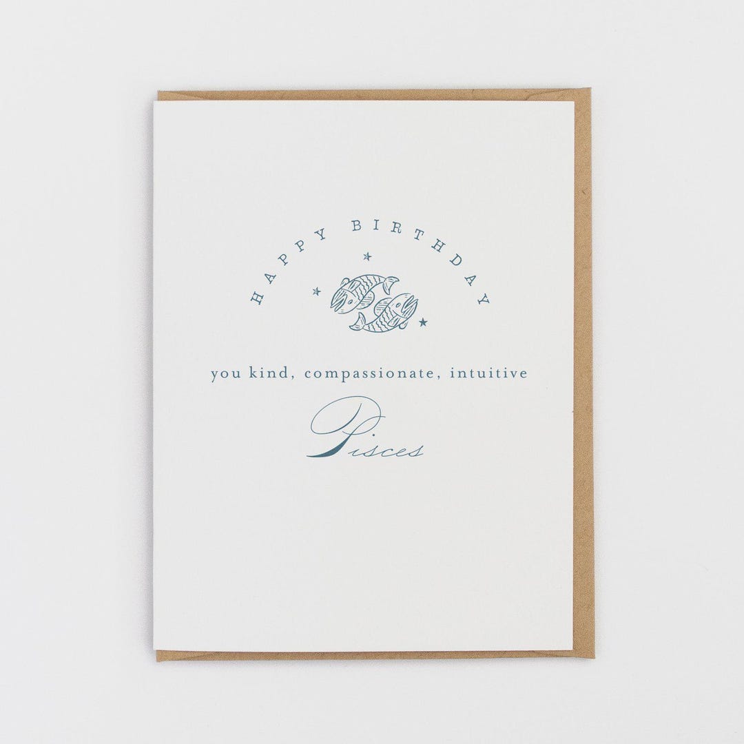 Zodiac Birthday - Pisces Greeting Card - Etsy