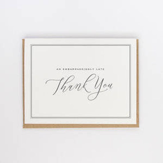 Late Thank You Greeting Card | Etsy