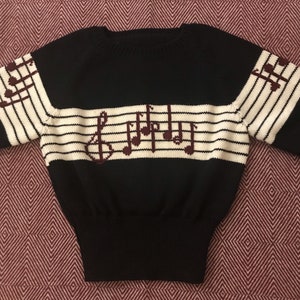 50s Inspired Wool Music Notes Sweater - Etsy