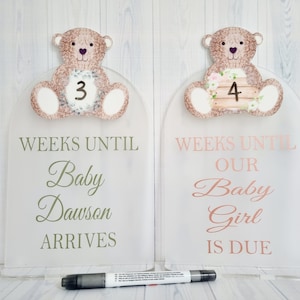 Personalised Baby Arrival Countdown Sign, Baby Announcement Plaque ...