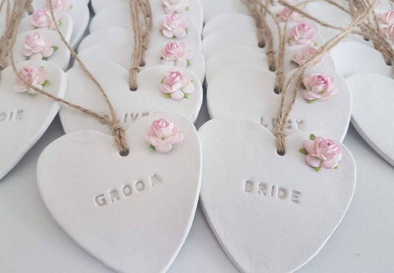 Personalised clay heart favours wedding favour hearts heart | Etsy