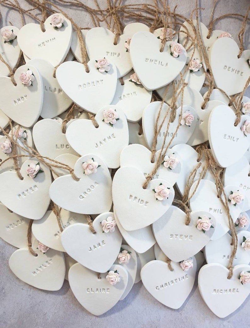Personalised clay heart favours wedding favour hearts heart | Etsy