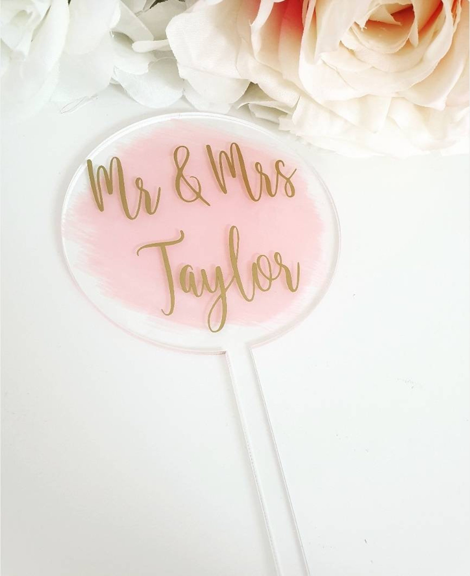 Acrylic Wedding Cake Topper Rose Gold Wedding Cake Topper | Etsy