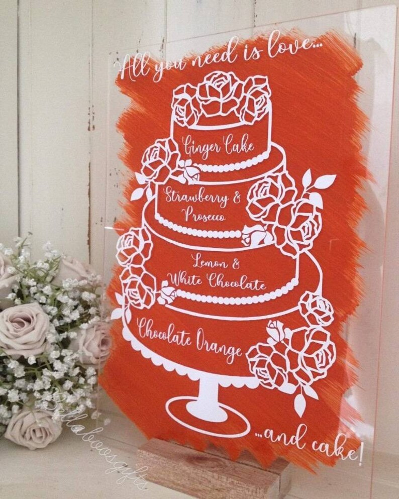 4 tier wedding cake sign painted acrylic wedding sign cake | Etsy