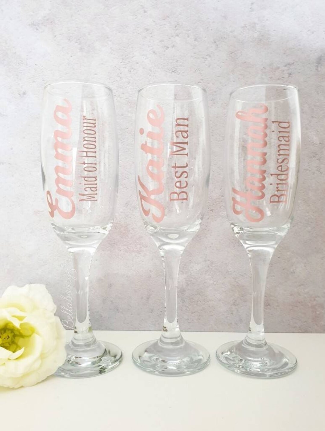 Personalised Champagne Flute Vinyls, Wine Glass Decals, Rose Gold Vinyl ...
