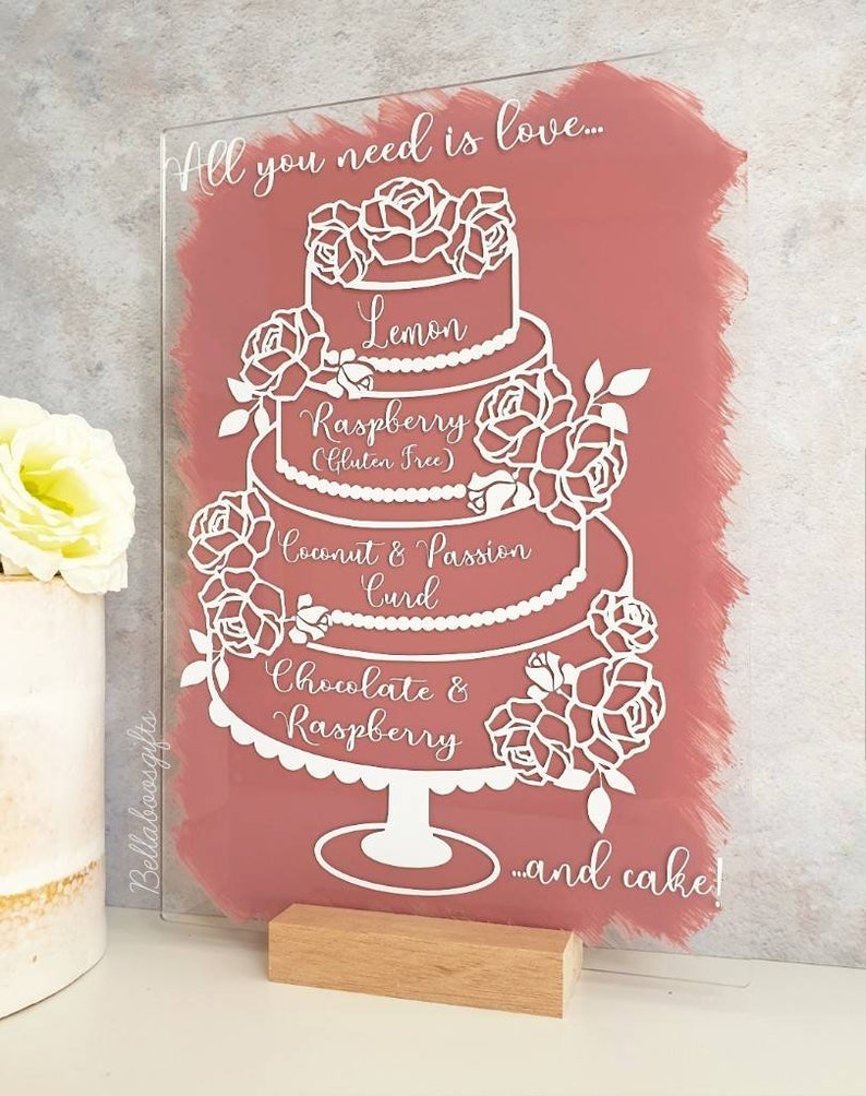 4 tier wedding cake sign painted acrylic wedding sign cake | Etsy
