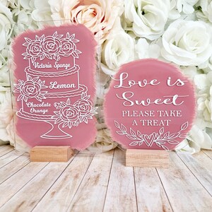 Wedding Cake Sign, Cake Flavour Sign, Acrylic Wedding Sign, Painted ...