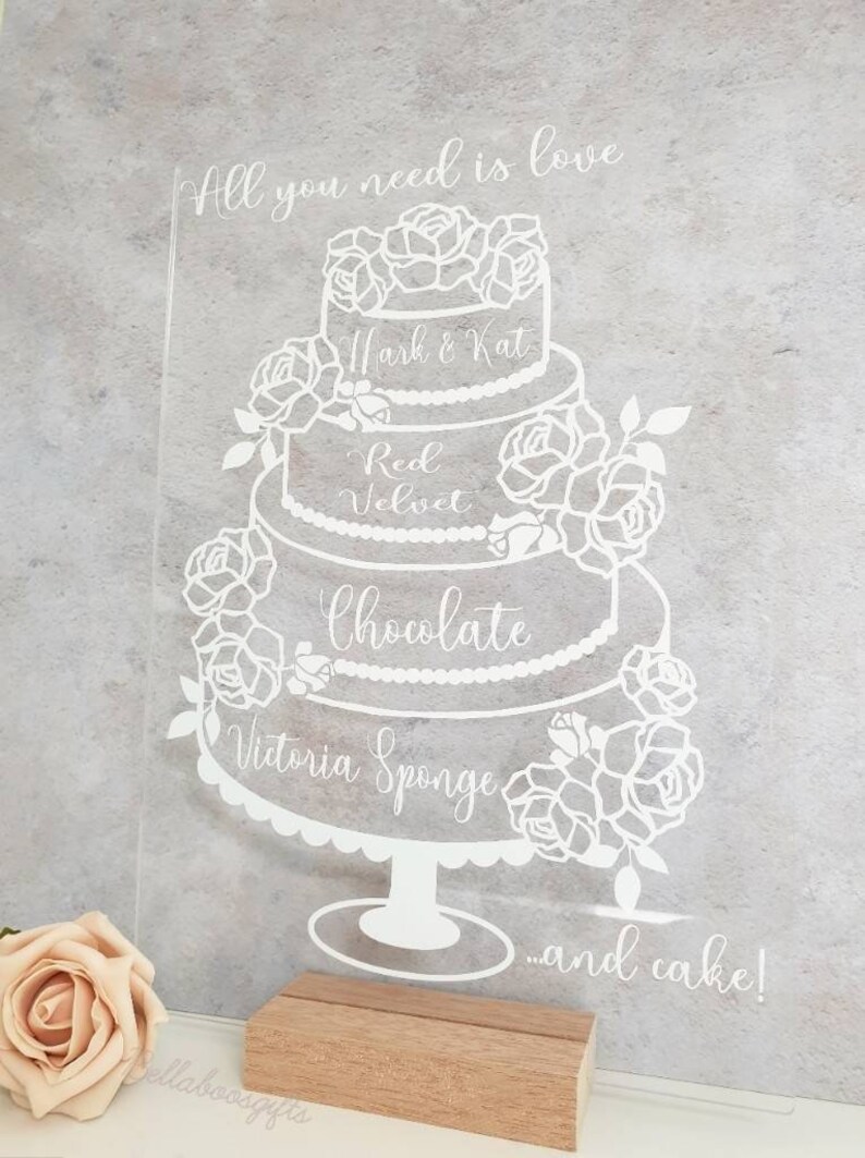 4 tier wedding cake sign painted acrylic wedding sign cake | Etsy