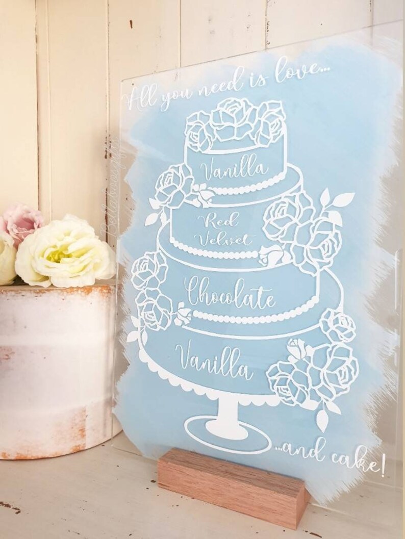 4 tier wedding cake sign painted acrylic wedding sign cake | Etsy