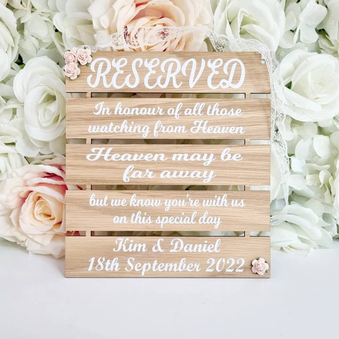 Reserved Seat Sign Wedding Sign Remembrance Sign Loved One - Etsy
