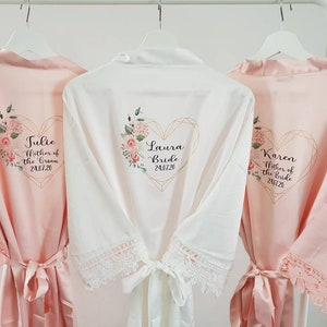 Personalised Bridal Robe, Wedding Lace Dressing Gown, Bridal Party ...