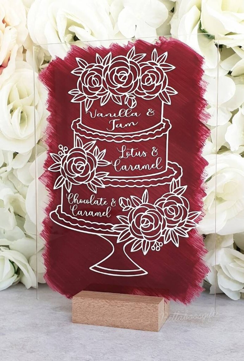 Wedding Cake Sign Cake Flavour Sign Acrylic Wedding Sign | Etsy