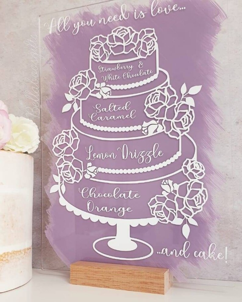 4 tier wedding cake sign painted acrylic wedding sign cake | Etsy